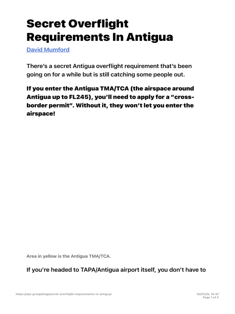 Secret Overflight Requirements in Antigua - International Ops 2025 ...