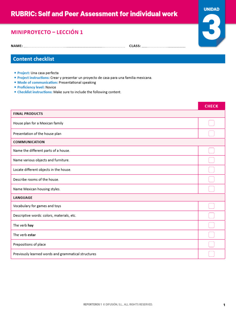 Rubric: Self and Peer Assessment For Individual Work | PDF | Applied ...