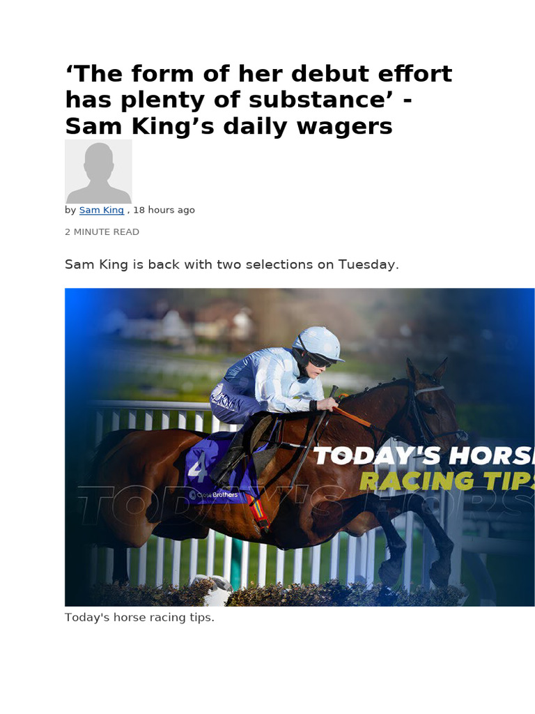 The Form of Her Debut Effort Has Plenty of Substance' - Sam King's ...
