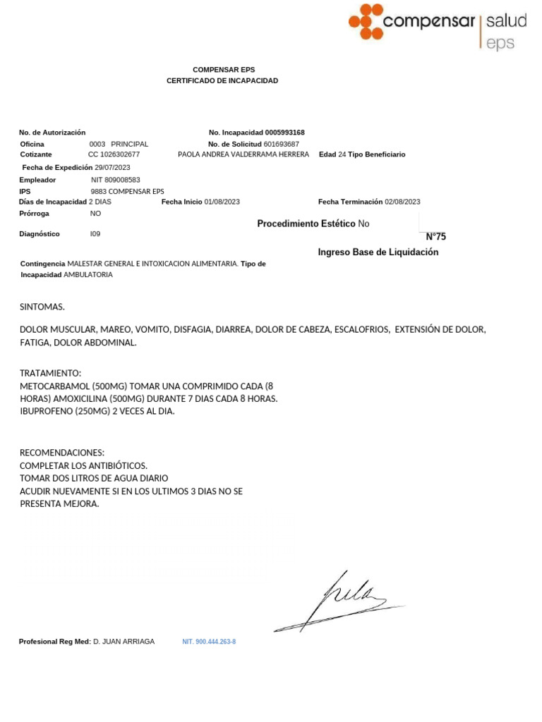 668903452 Compensar Incapacidad Cc 1026302677 Jaskd2aldjd7jadoa8oidq9 ...