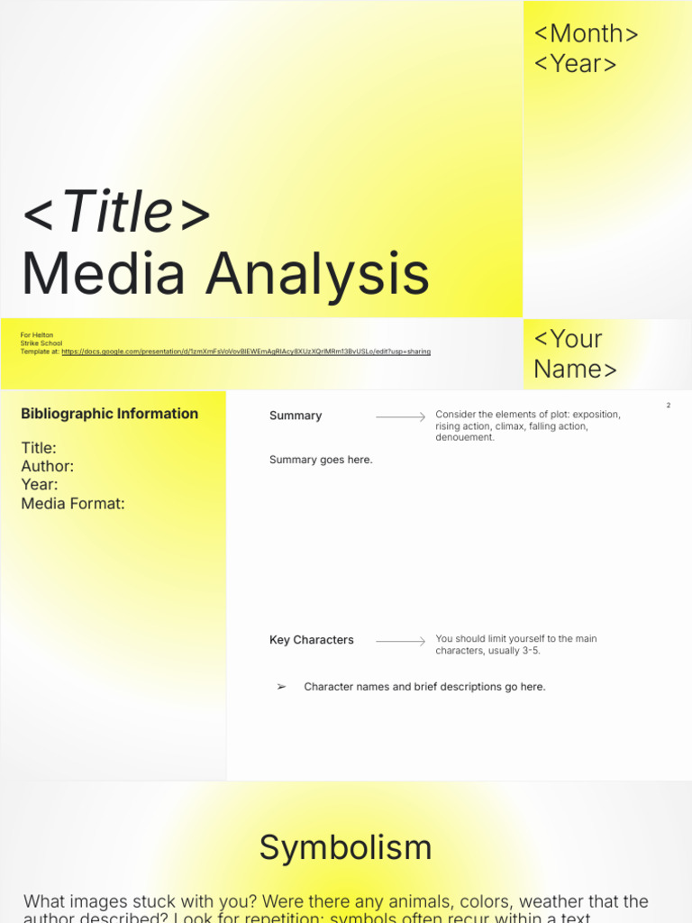 Media Analysis Template (Fiction) | PDF