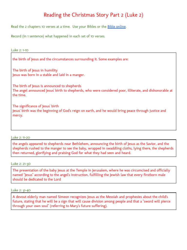 Reading The Christmas Story Part 2 (Luke 1-2) | PDF