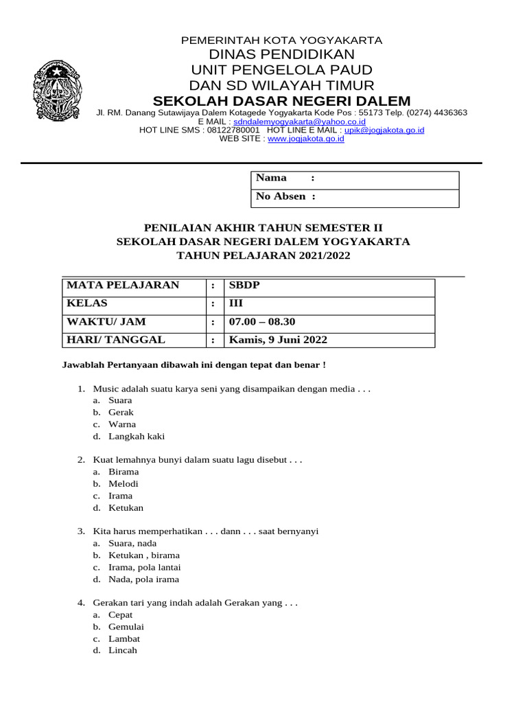 Soal SBDP Pat New | PDF