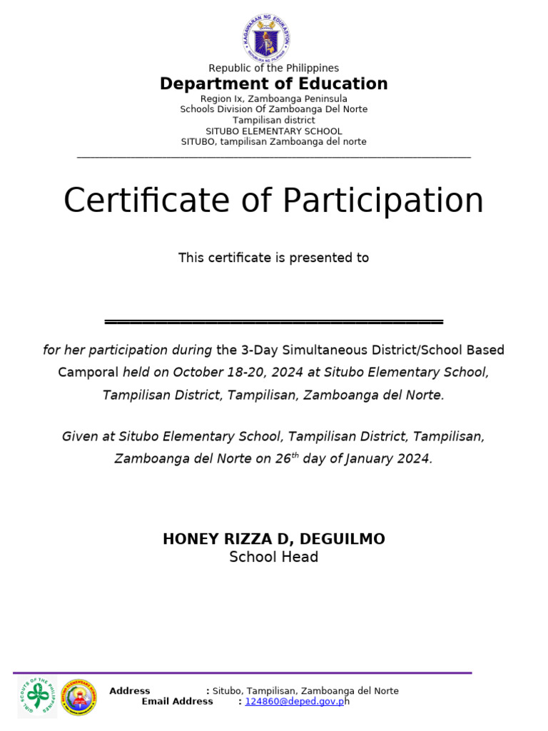 Certificate of Participation Template | PDF