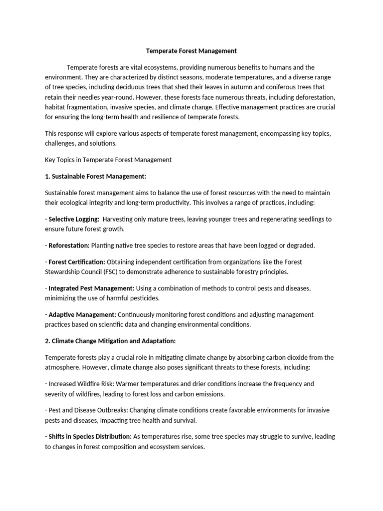 Temperate Fores WPS Office | PDF | Forest Management | Forests