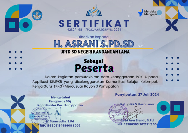 (Bulk 1) Certificate Penghargaan Geometric Biru Hijau-62 | PDF