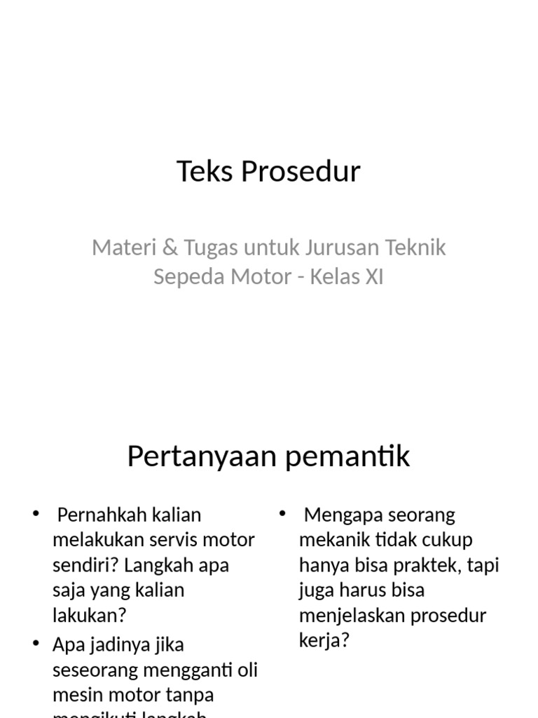 Teks Prosedur Ganti Oli Motor | PDF