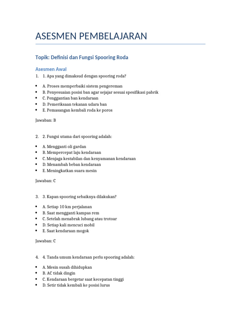 Asesmen Spooring Roda | PDF