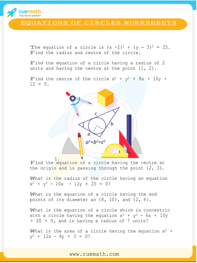 File Equations of Circles Worksheets 1 1624290350 | PDF