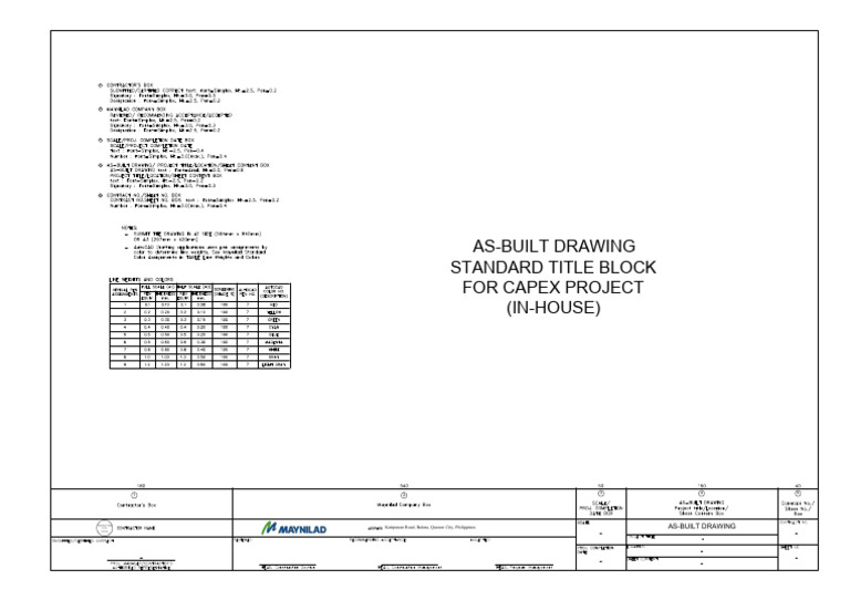 PMD-OP-CON-01A8 As Built Drawing STD Title Block In-House Rev. 1 | PDF