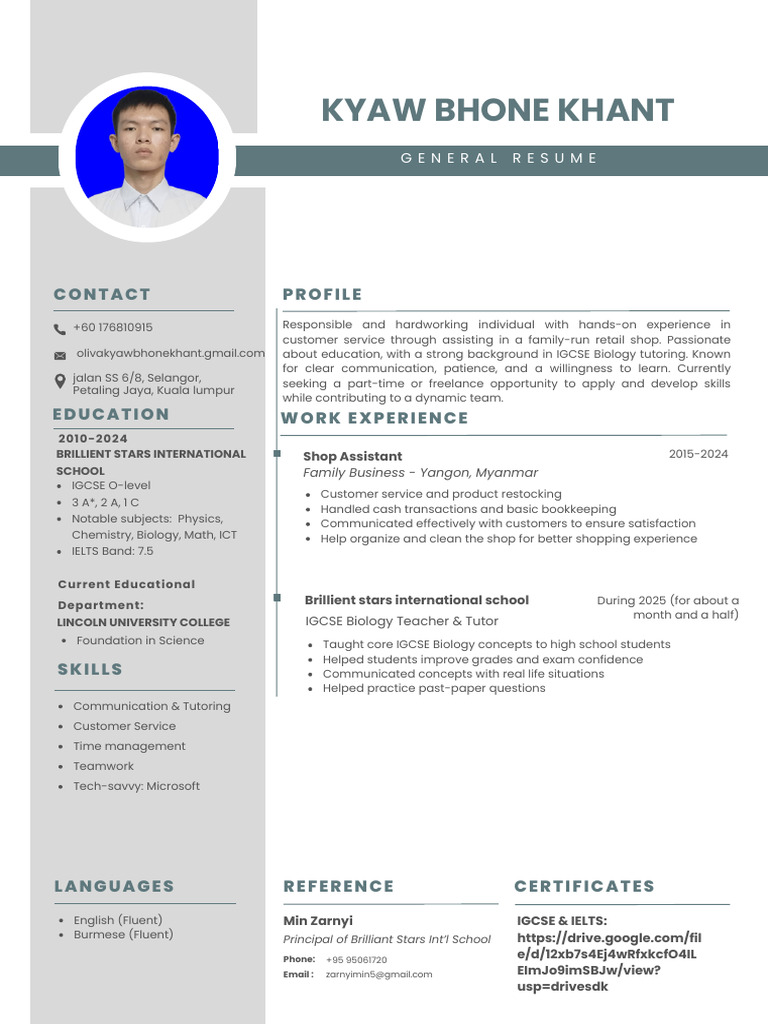Gray and Green Simple Professional CV Resume | PDF