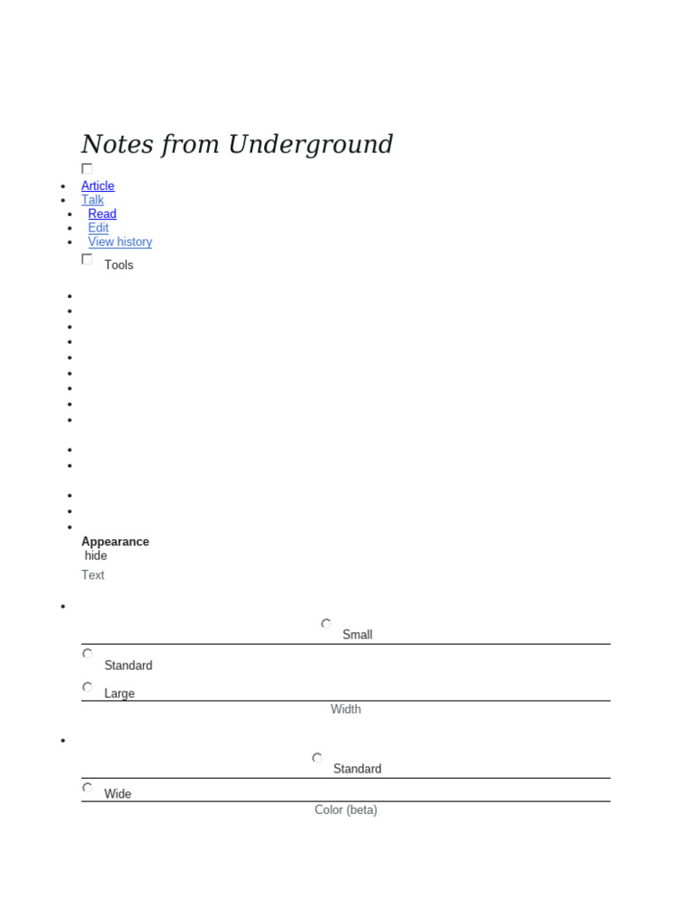 Dostoevsky's Notes from Underground Analysis | PDF