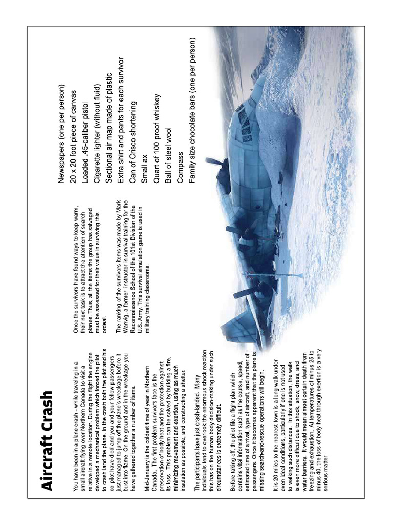 Airplane Crash Survival Activity | PDF