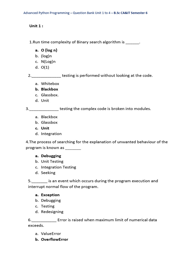 Advance Python Question Bank All Units | PDF | Python (Programming Language) | Anonymous Function
