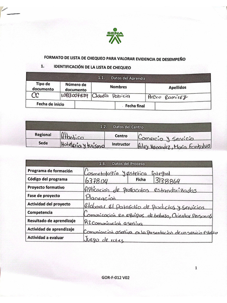 Lista de Chequeo Claudia Arceo | PDF