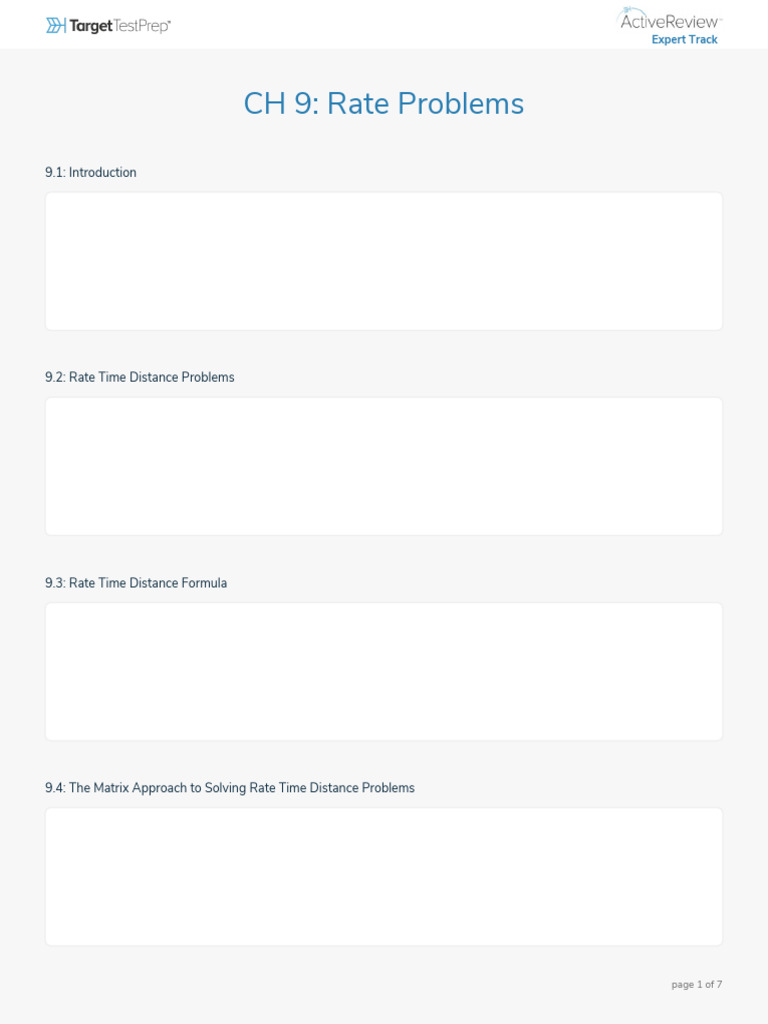Rate Time Distance Problem Solutions | PDF | Applied Mathematics ...