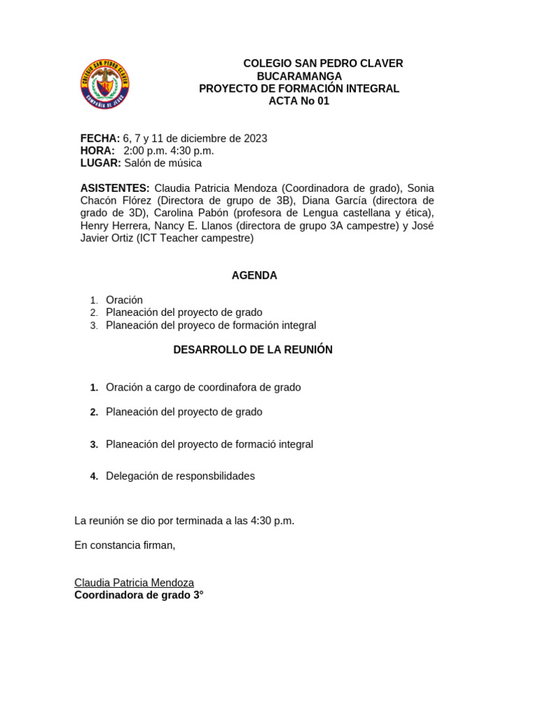 1 Acta Csg - Planeacion de Pi y Pg | PDF