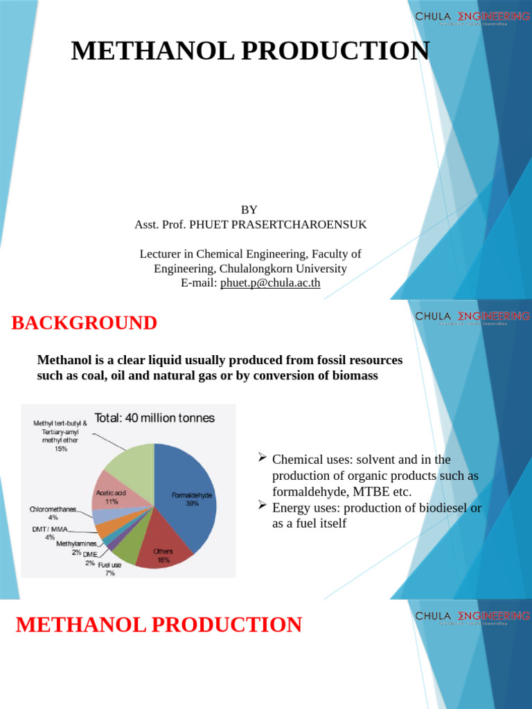 Lecture Methanol Production 516078 17291430649275 | PDF | Methanol ...