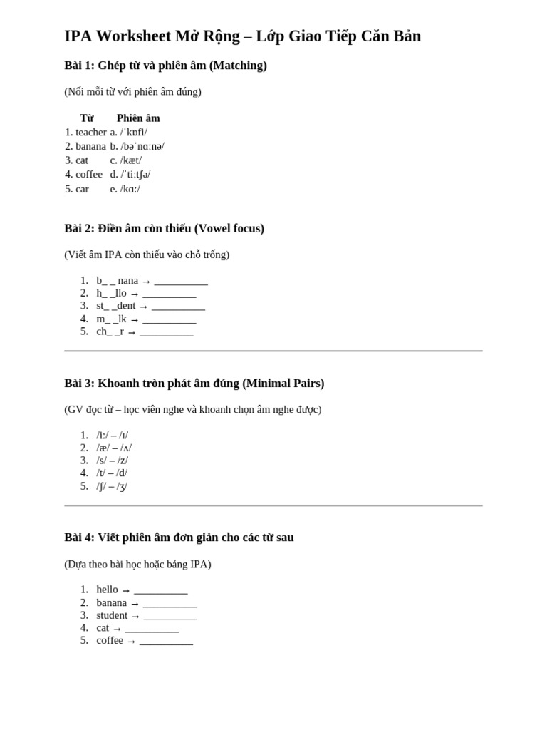 IPA Worksheet M R NG | PDF