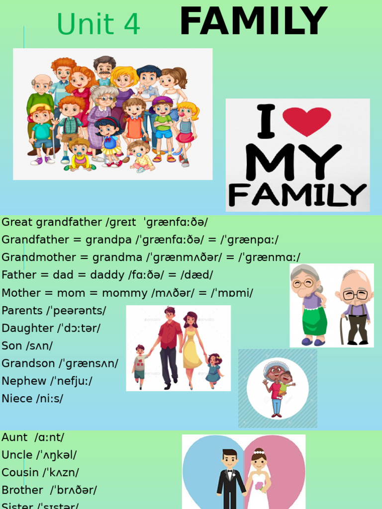 Family Vocabulary and Dynamics | PDF