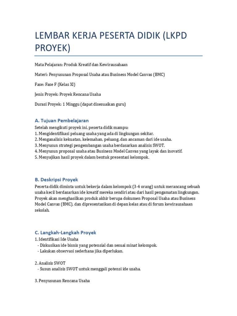 LKPD_Proyek_Proposal_Usaha_BMC | PDF
