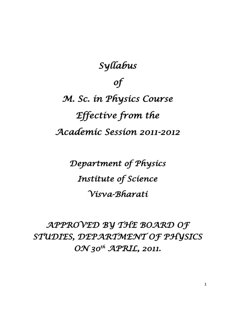M.Sc. Physics Syllabus: Quantum Mechanics | PDF | Quantum Mechanics ...