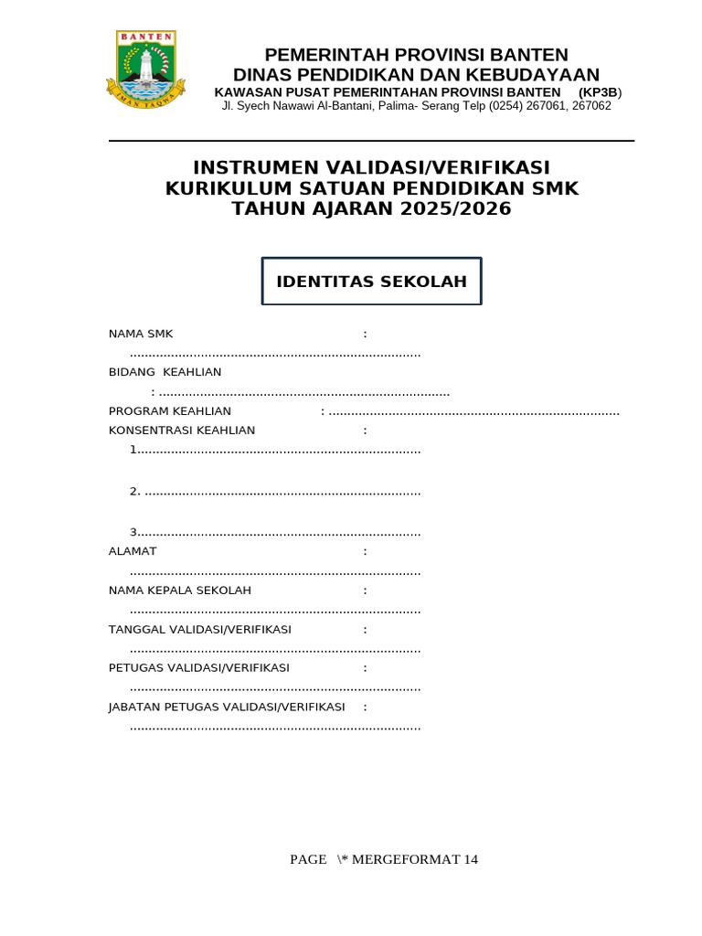 Instrumen Validasi Ksp Smk_tahun 2025_ Rev2 | PDF