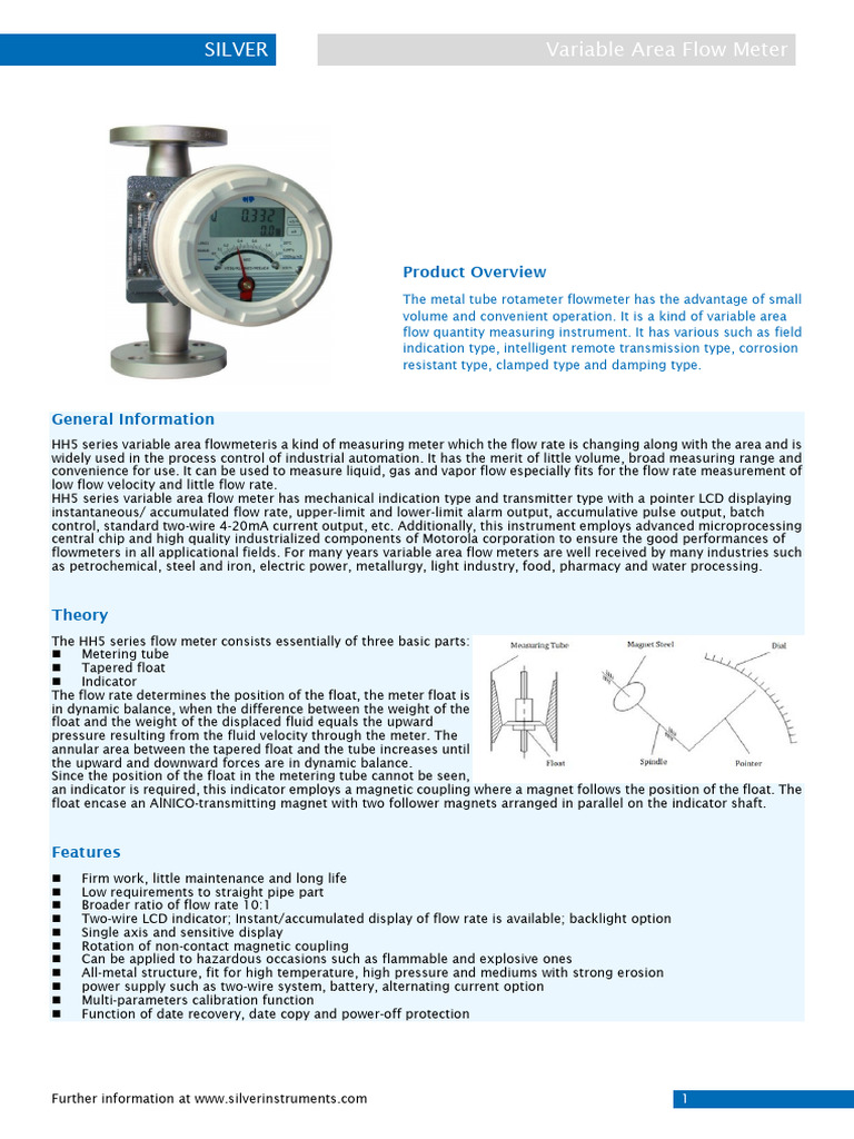 Variable Area Flow Meter - 1612151218 | PDF | Flow Measurement ...
