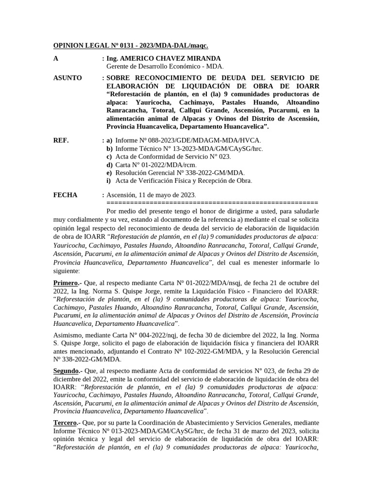 OPINION LEGAL Nº 0131 | PDF