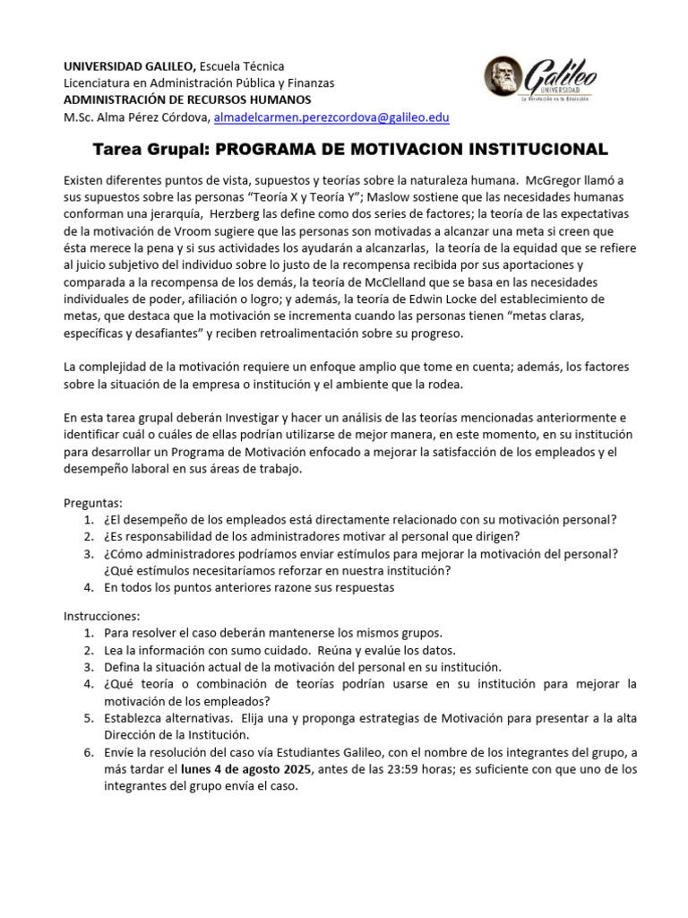 Trabajo Grupal. Programa de Motivación | PDF | Motivación | Motivacional