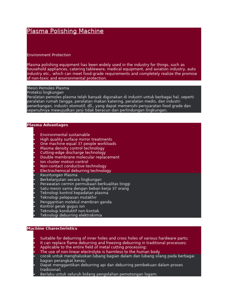 Plasma Polishing Machine | PDF | Physical Sciences | Chemistry