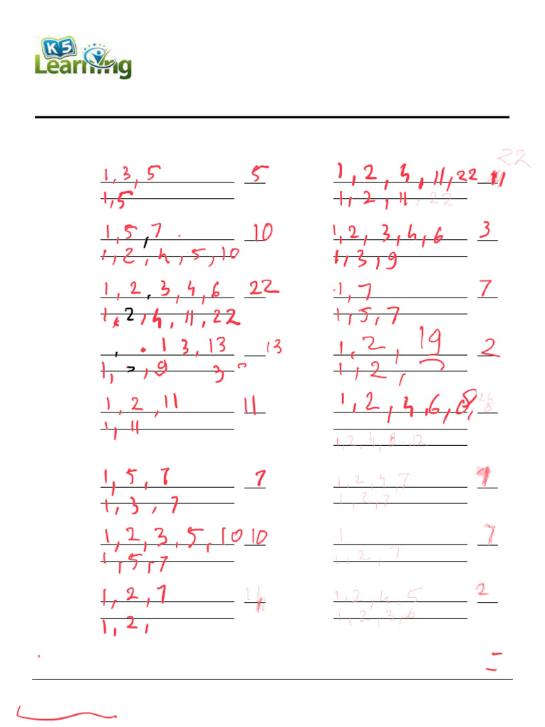 Grade 6 GCF Factoring Worksheet | PDF