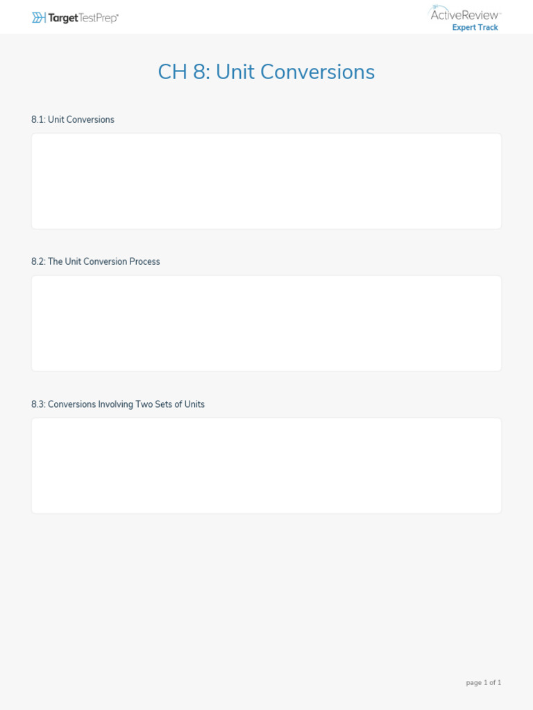 CH 8 Unit Conversions Expert Track | PDF