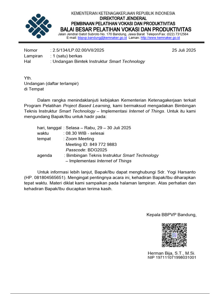 20250728153152surat Undangan Bimtek Smart Tech UPTD - Rev 3 | PDF