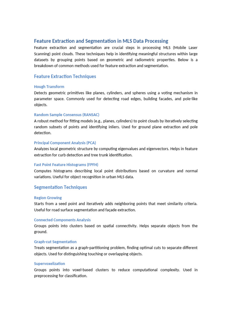 MLS Data Feature Extraction Techniques | PDF | Image Segmentation ...