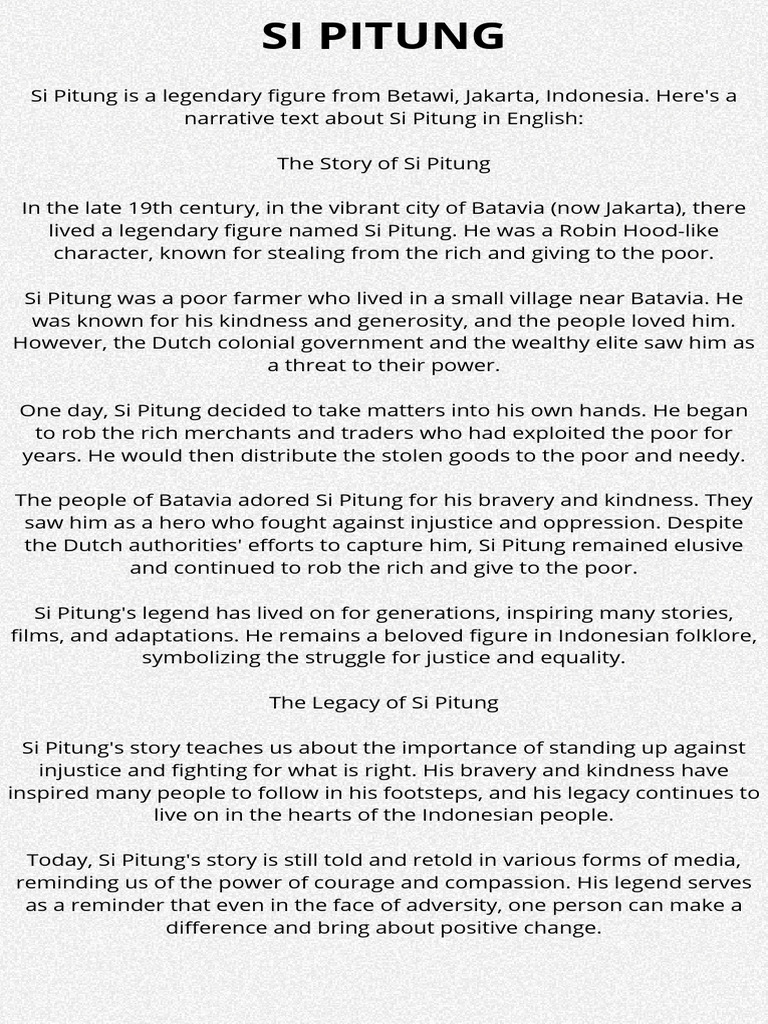 The Legend of Si Pitung: A Hero's Tale | PDF