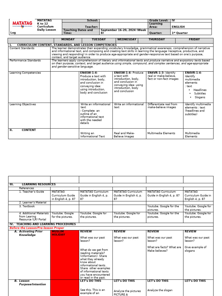 Matatag Dll Week 8 English g4 | PDF | Pupa | Butterfly