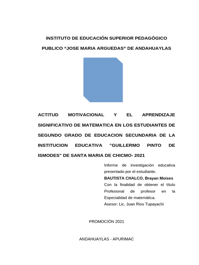 Brayan - Informe de Investigación - Final 2025 | PDF | Motivación | Motivacional