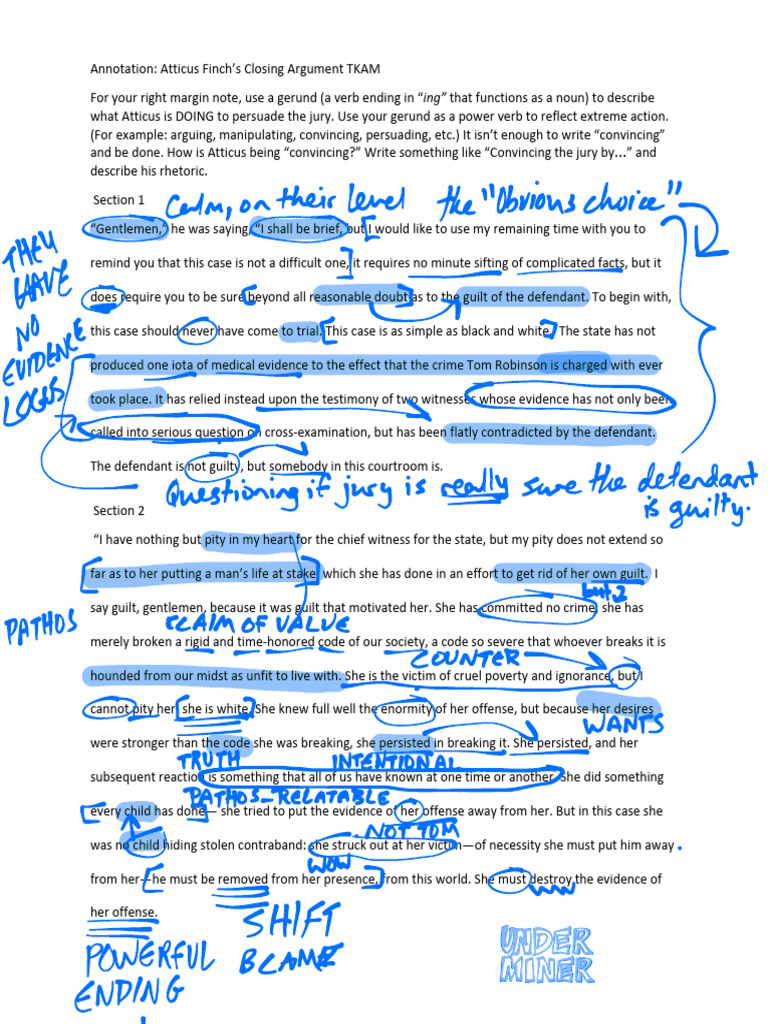 Atticus Finch's Closing Argument Analysis | PDF
