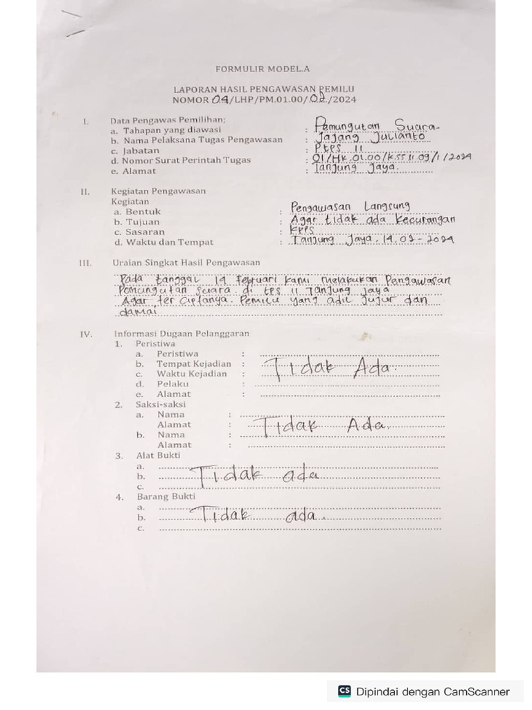 Form A Ptps Tanjung Jaya 11 | PDF