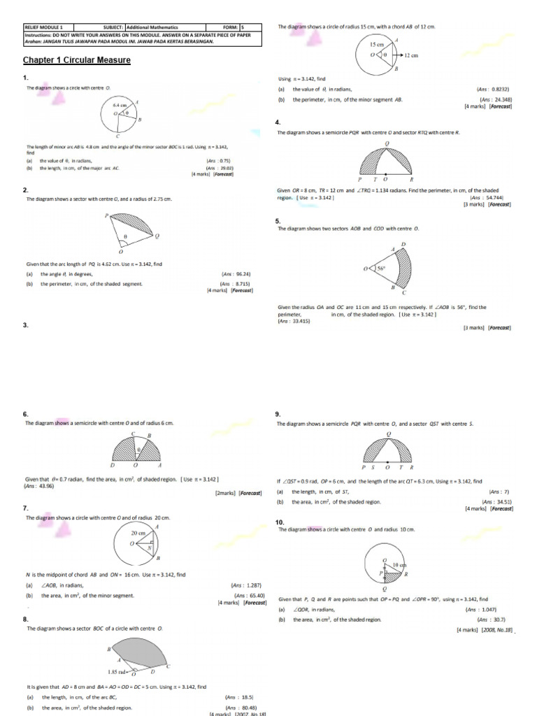 Form 5 Add Math (Relief) | PDF