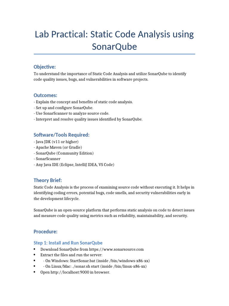 Static Code Analysis With SonarQube | PDF | Computer Science | Systems Architecture