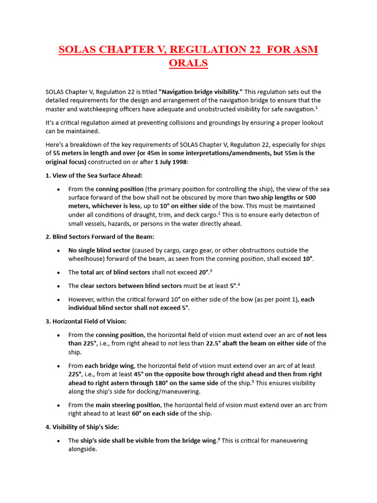 SOLAS Chapter V - Regulation 22 | PDF | Ships | Navigation