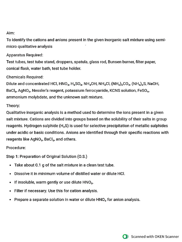 Chemistry Sem 4 - Inorganic Chemistry Practical | PDF