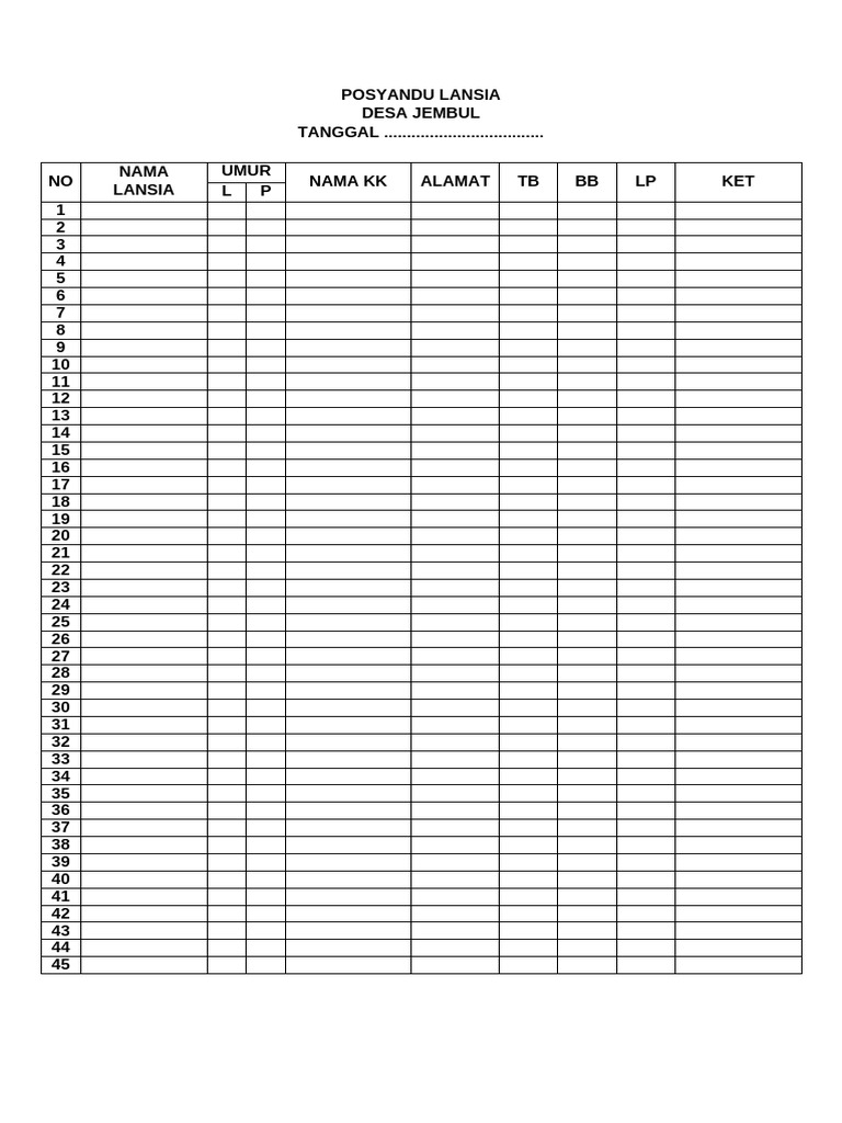 Blangko Lansia | PDF