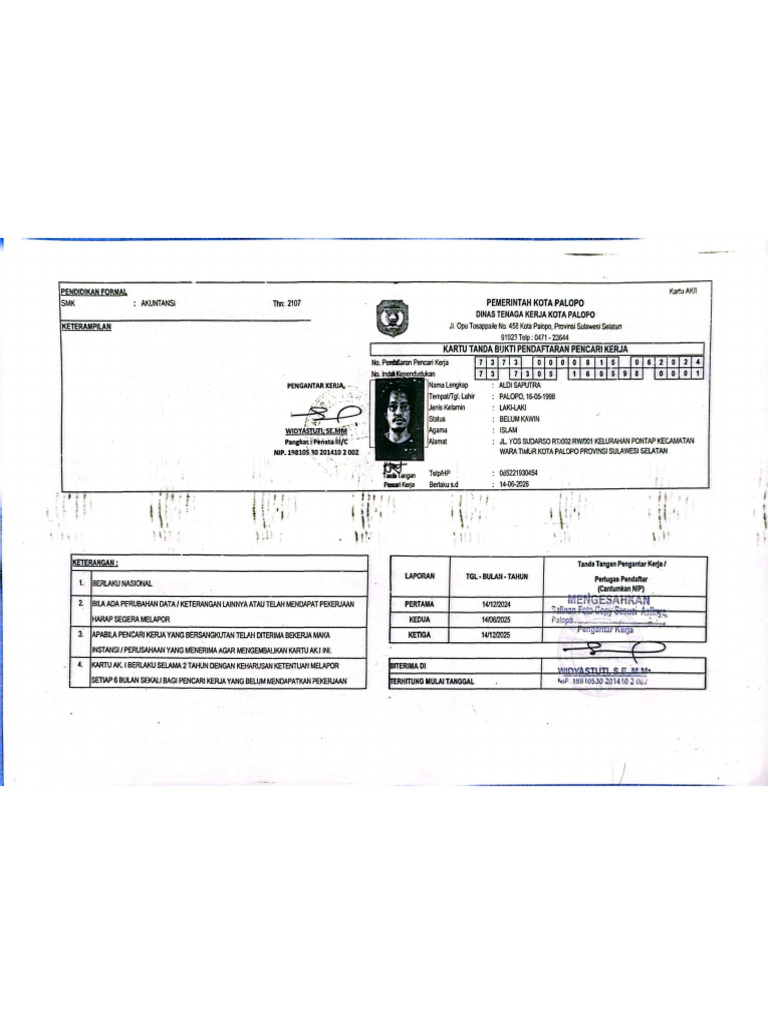 Dokumen Lamaran Kerja Aldi Saputra | PDF