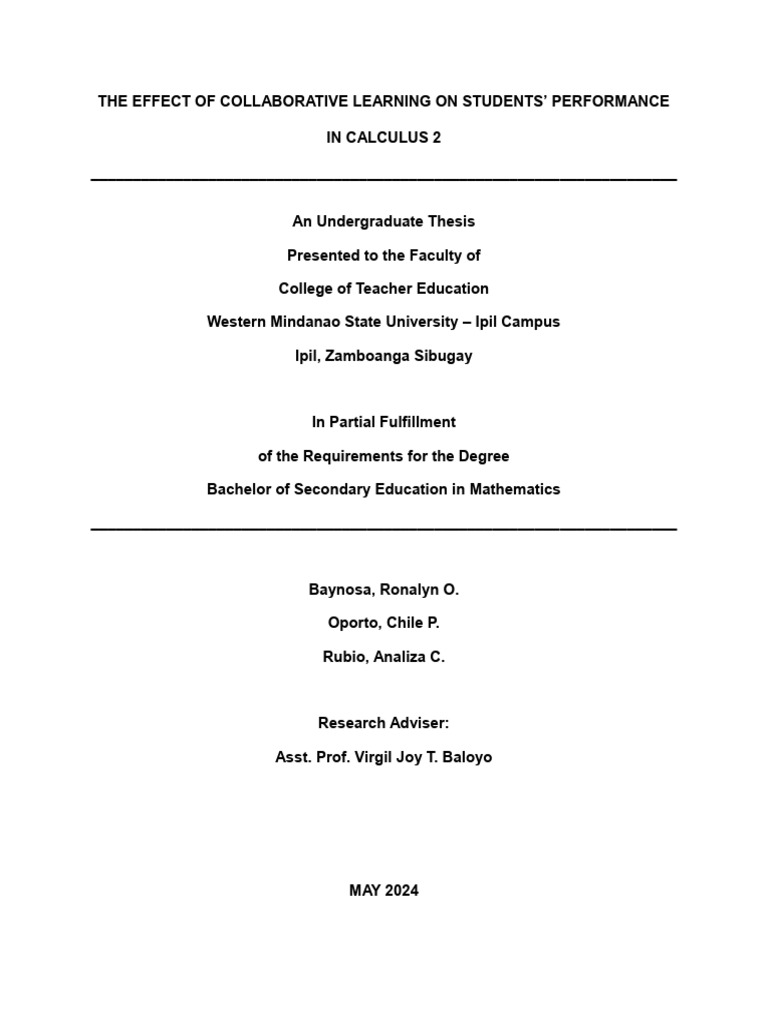 Impact of Collaborative Learning in Calculus | PDF | Thesis | Learning