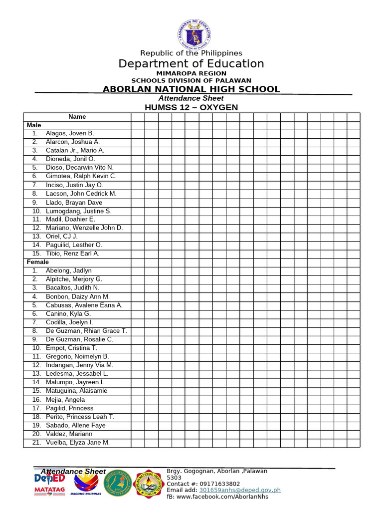 ANHS Attendance | PDF