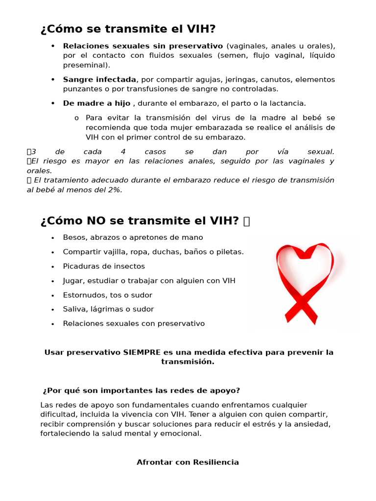 Cómo se transmite y previene el VIH | PDF