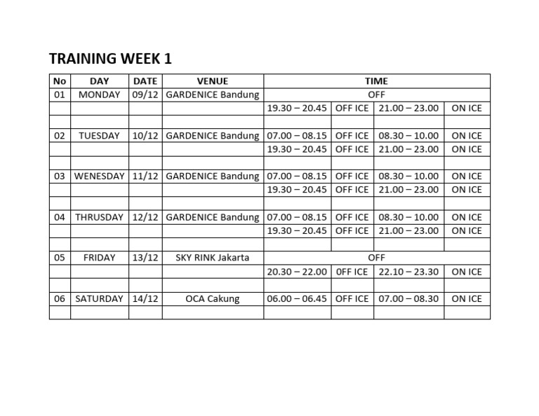 02 Schedule Training Week 1 | PDF